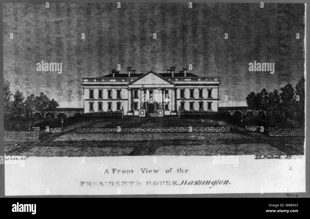 Front view of the presidents house Black and White Stock Photos ...