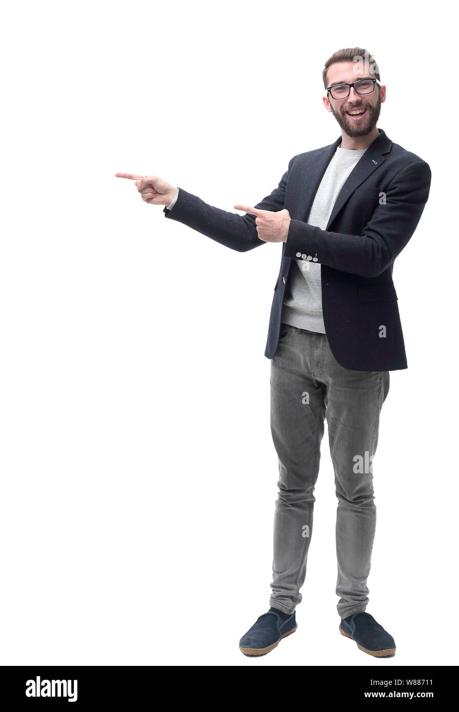 Man glasses pointing up Cut Out Stock Images & Pictures - Alamy