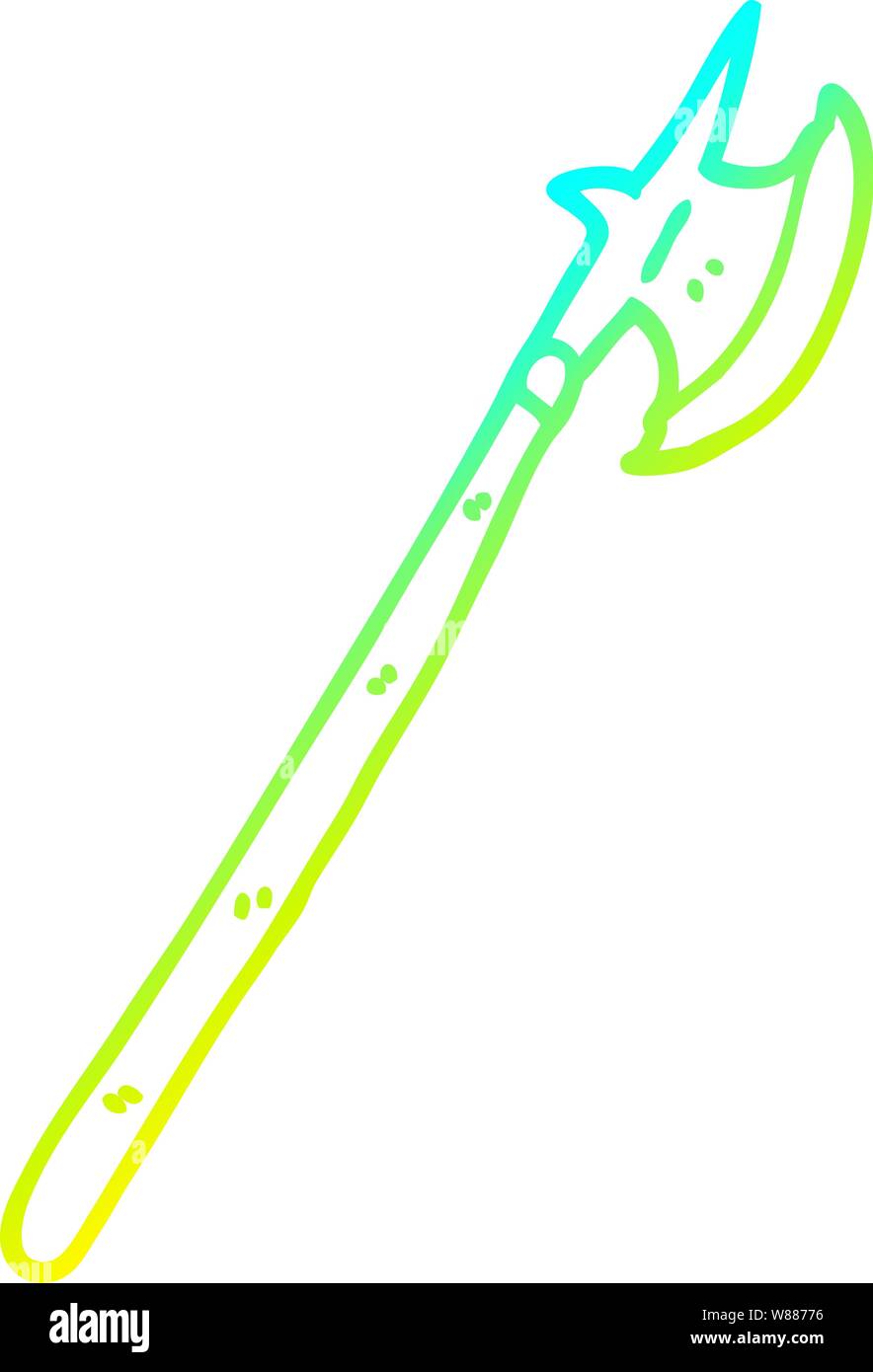 cold gradient line drawing of a cartoon medieval halberd Stock Vector ...