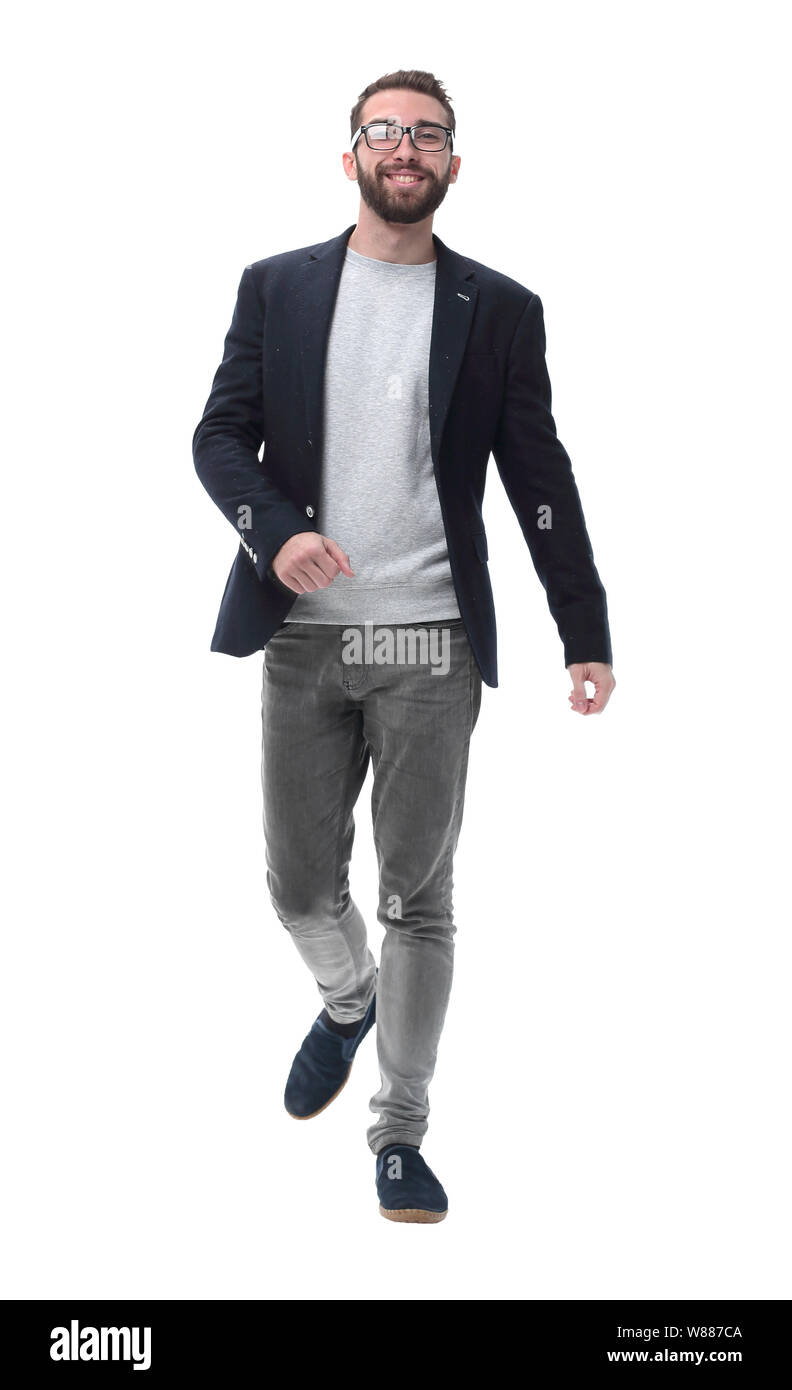 in full growth. successful modern man confidently stepping forward ...