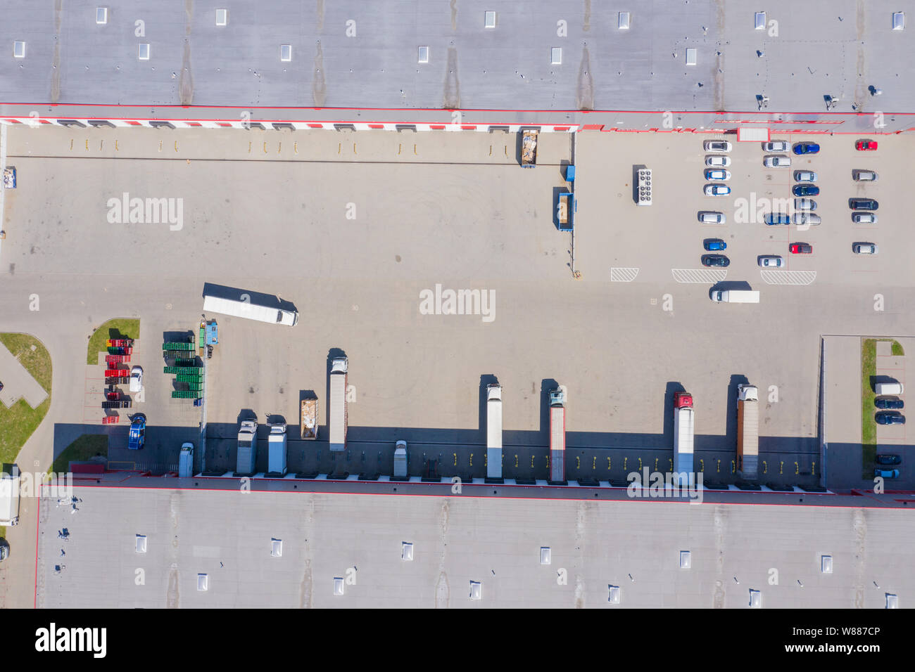 Aerial view of the distribution center, drone photography of the ...