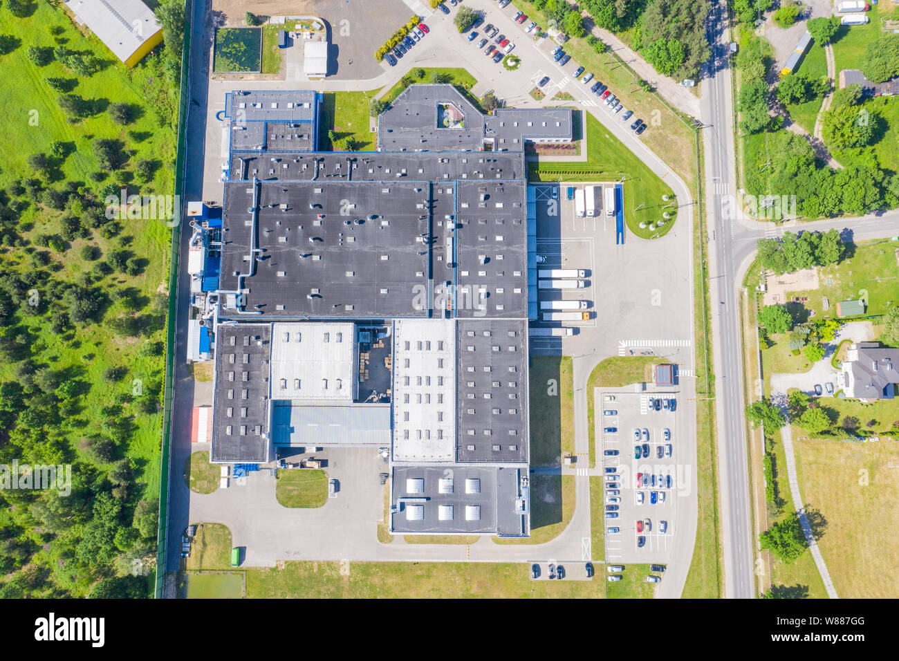 Aerial view of the distribution center, drone photography of the ...