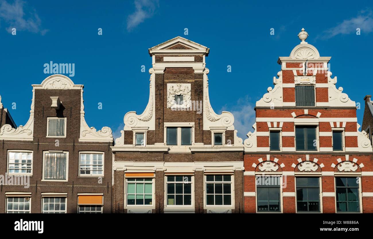 Roof gables of historic houses, Amsterdam, North Holland, Holland ...