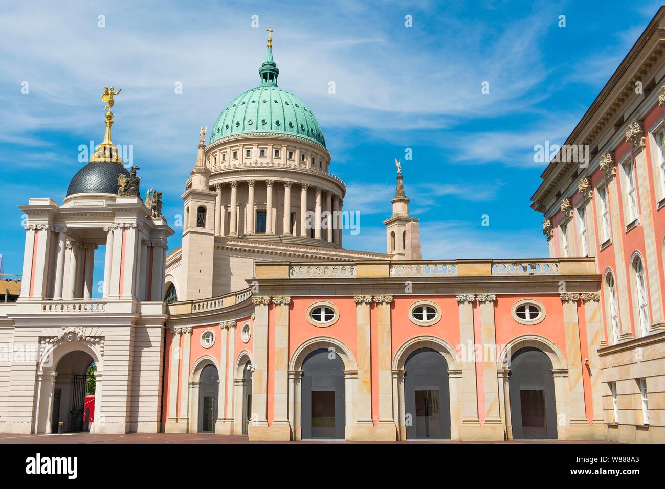 Parliament of Brandenburg, reconstructed city castle, at the back the ...
