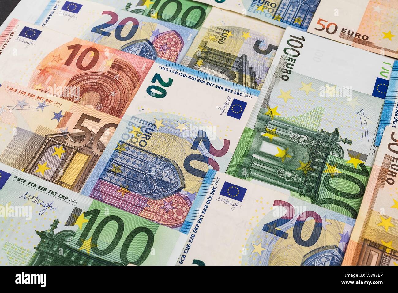 Rows of various Euro bank notes, Germany Stock Photo - Alamy