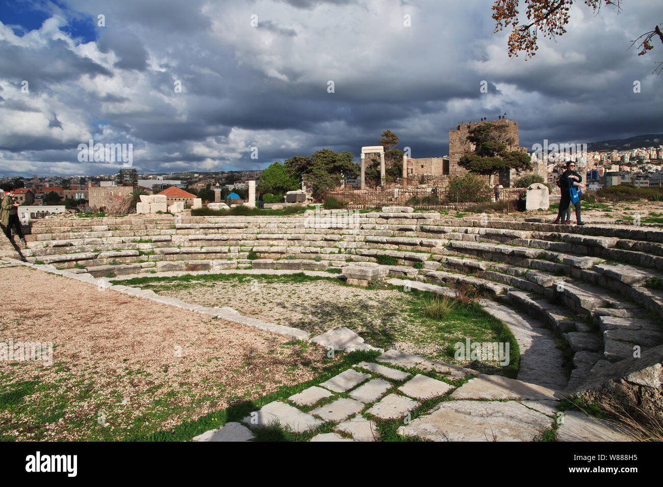 Byblos, Lebanon - 02 Jan 2018. Ancient roman ruins in Byblos, Lebanon ...