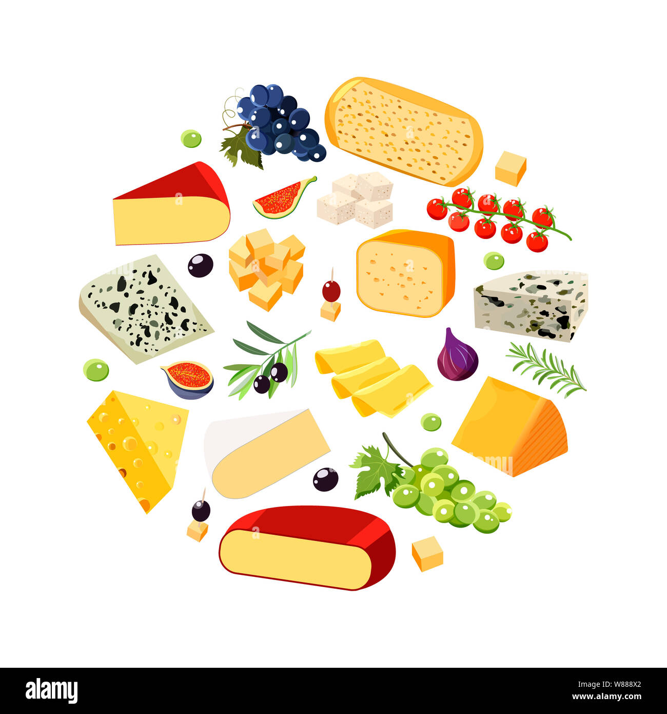 Vector set of realistic dairy products. Isolated collection cheese ...