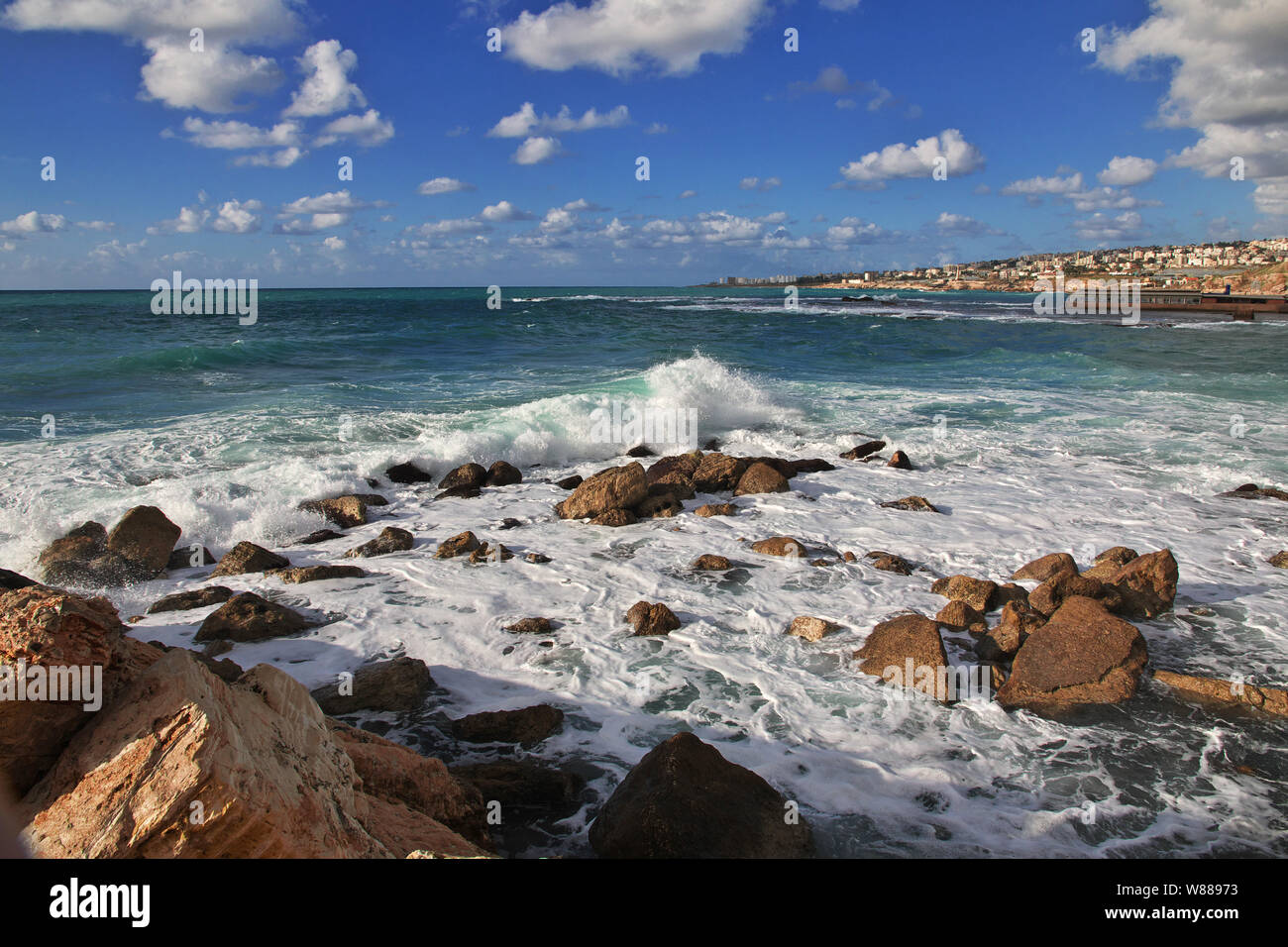 The sea in Byblos, ancient roman ruins in Lebanon Stock Photo - Alamy