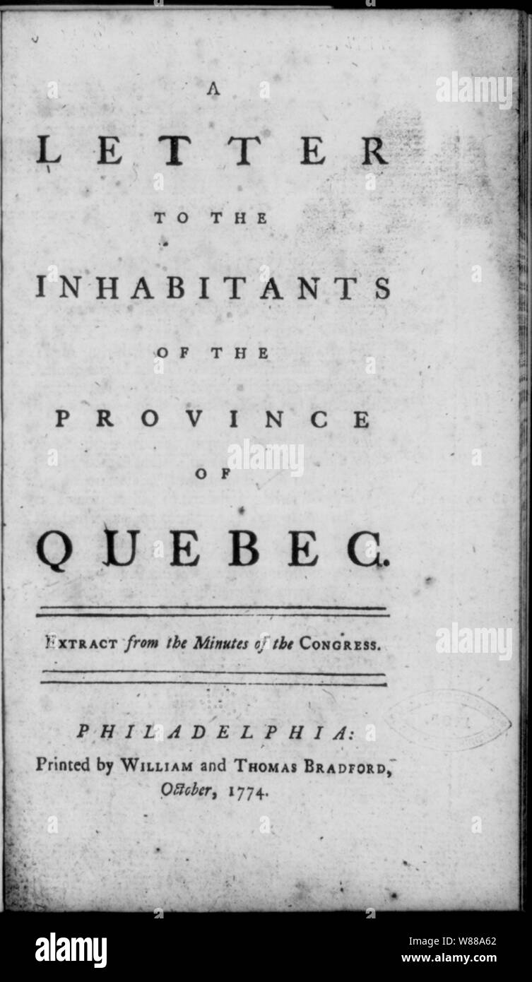 A letter to the inhabitants of the Province of Quebec. Extract from the ...