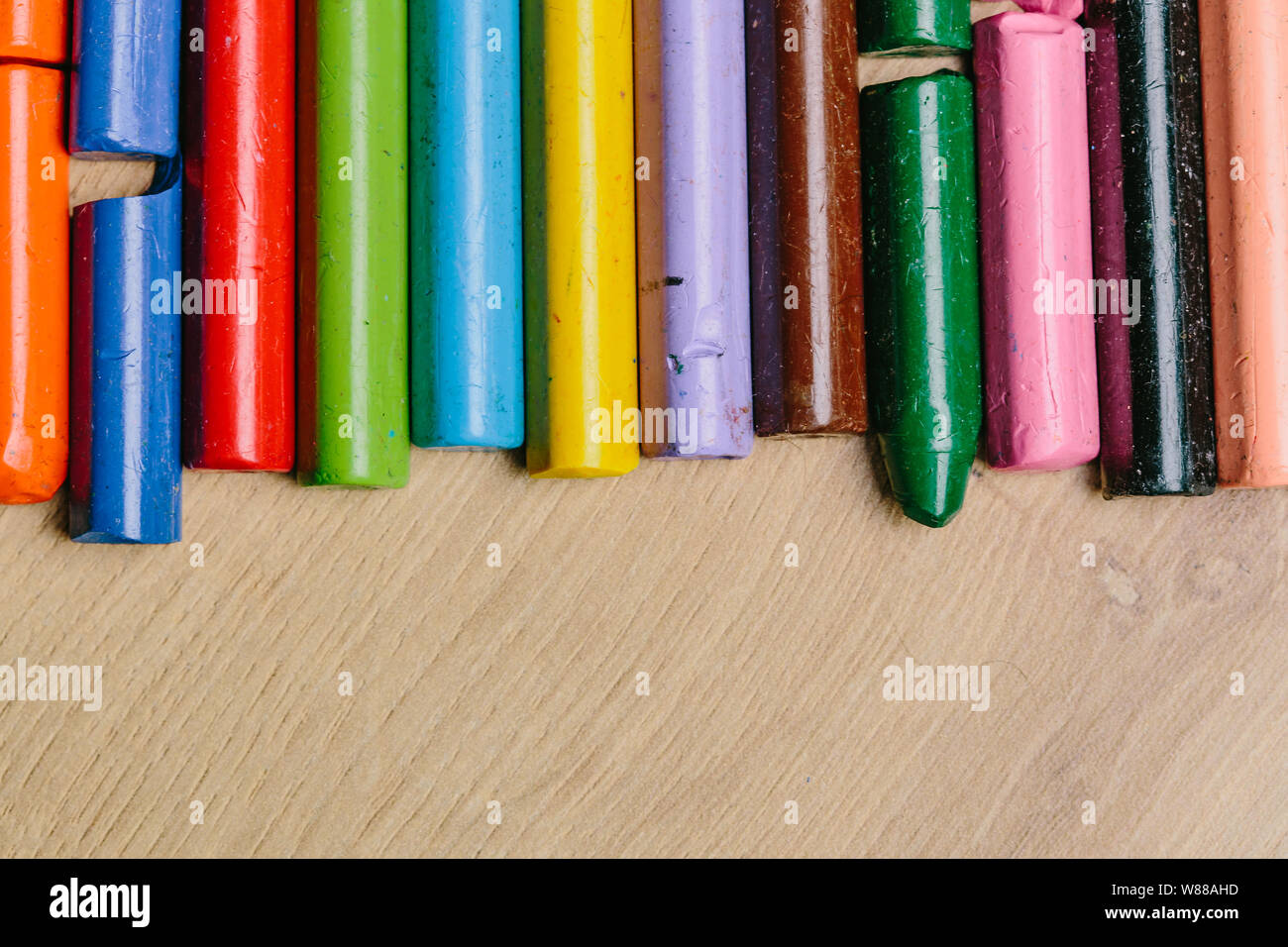 Wooden crayons school hi-res stock photography and images - Alamy