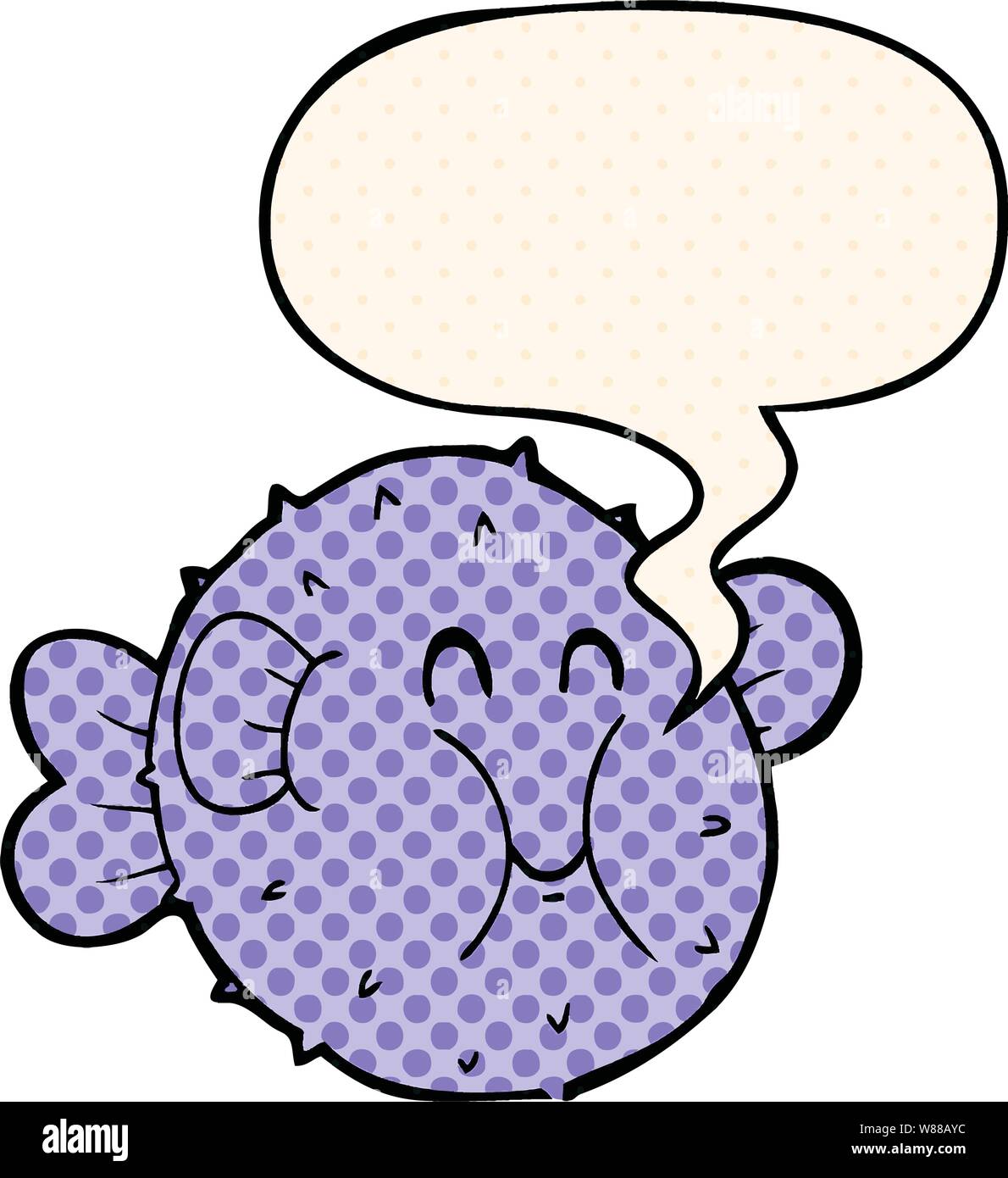 cartoon puffer fish with speech bubble in comic book style Stock Vector ...