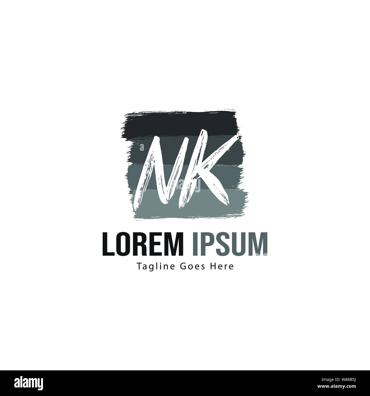 Initial NK logo template with modern frame. Minimalist NK letter logo ...