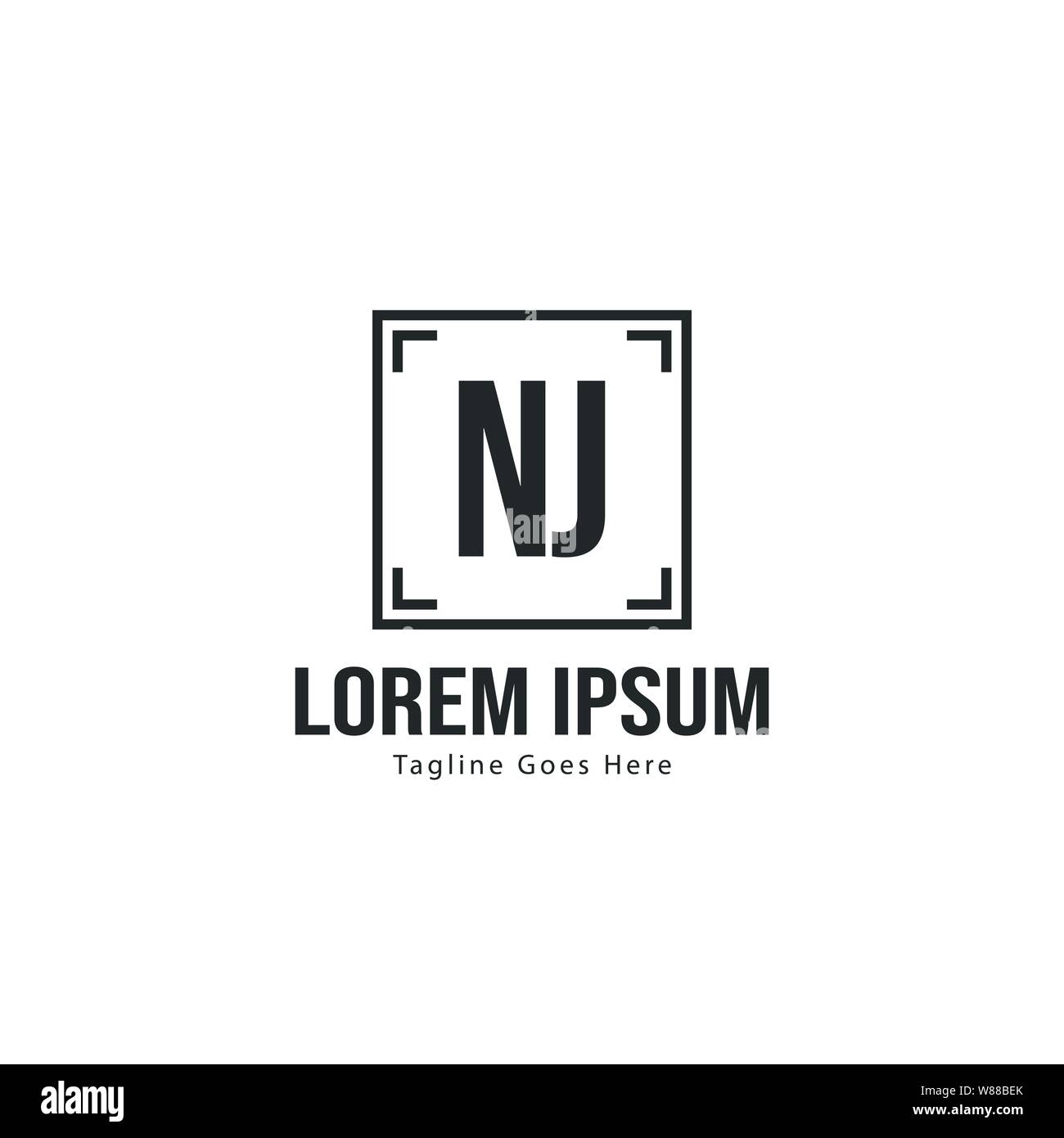Initial NJ logo template with modern frame. Minimalist NJ letter logo ...