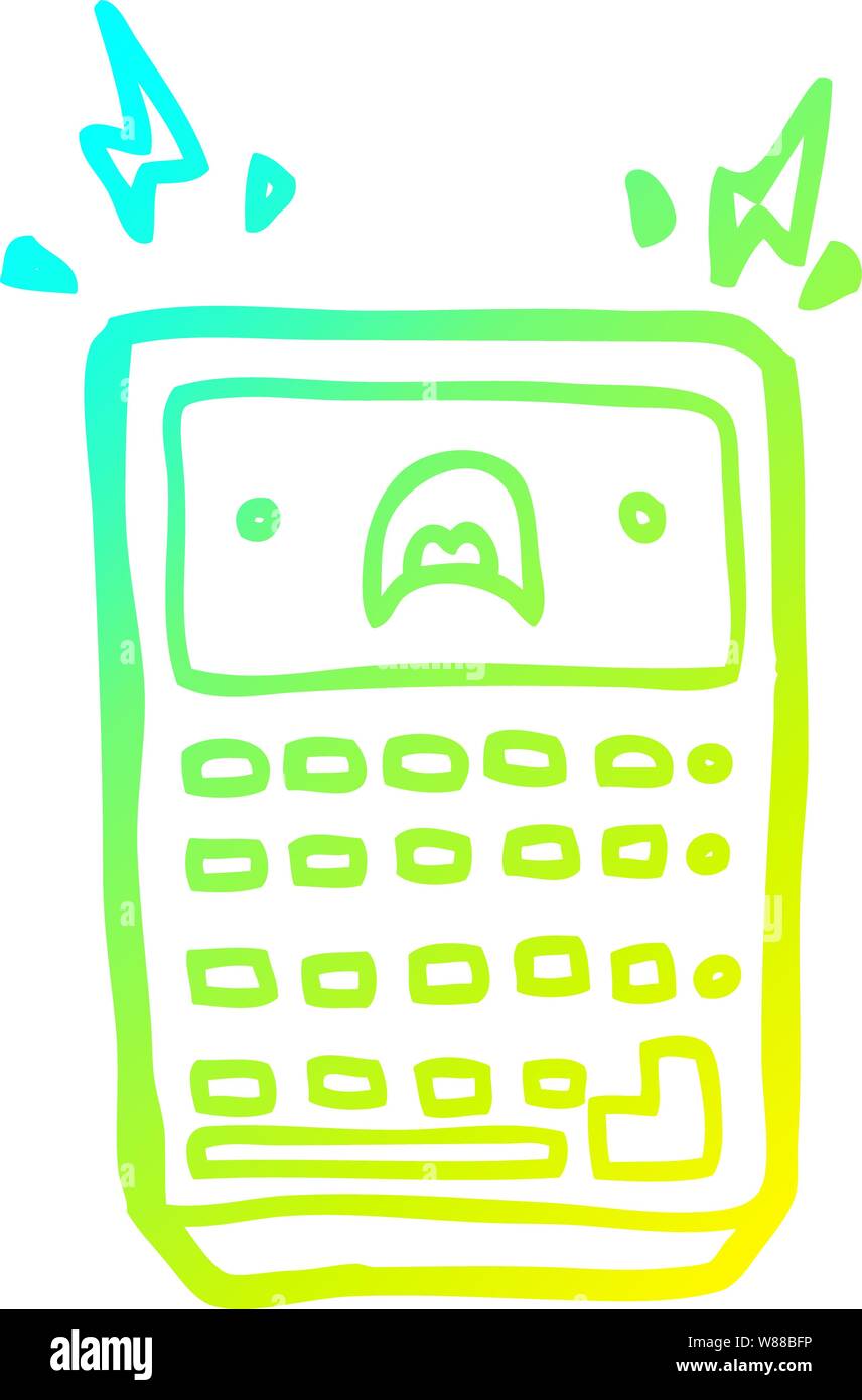 cold gradient line drawing of a cartoon calculator Stock Vector Image ...