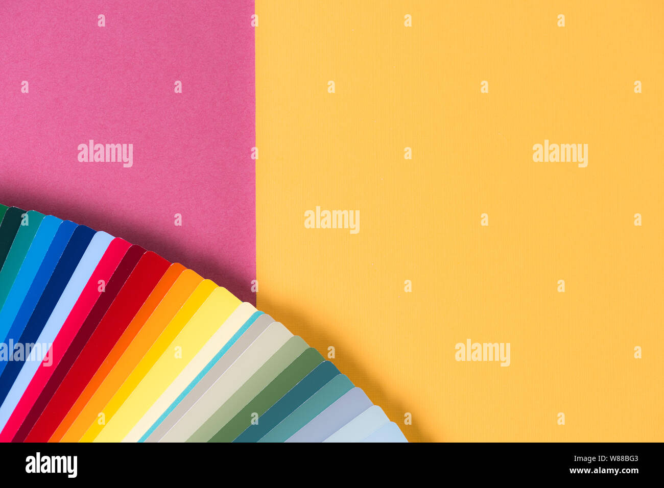 color palette on the yellow-pink background Stock Photo - Alamy