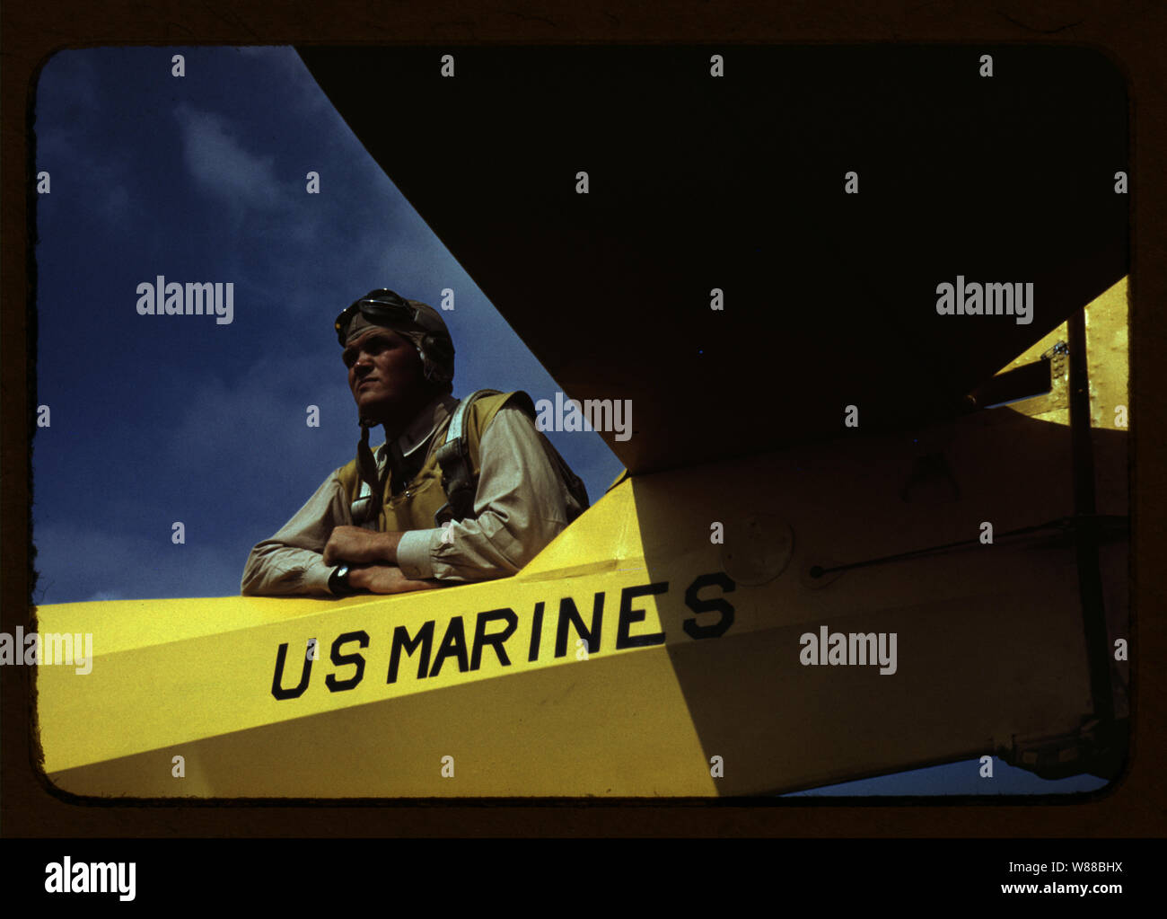 A marine glider pilot in training, a lieutenant, at Page Field, Parris ...
