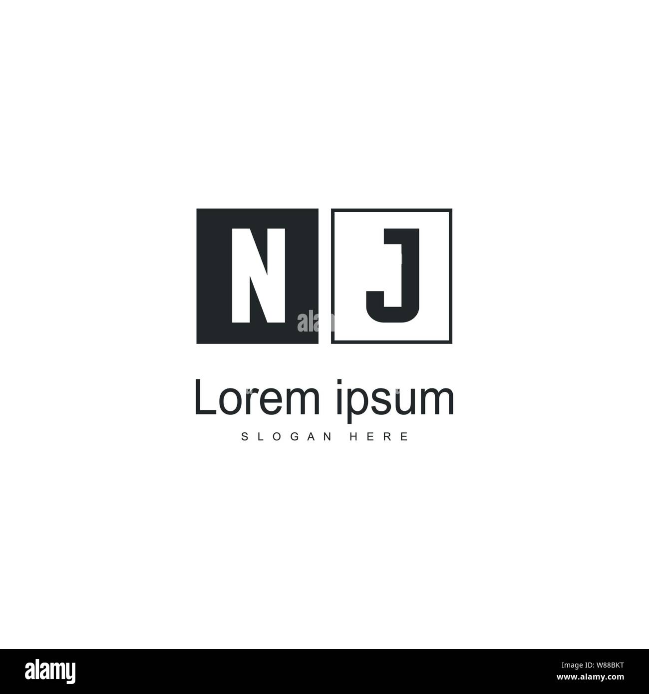 Initial NJ logo template with modern frame. Minimalist NJ letter logo ...