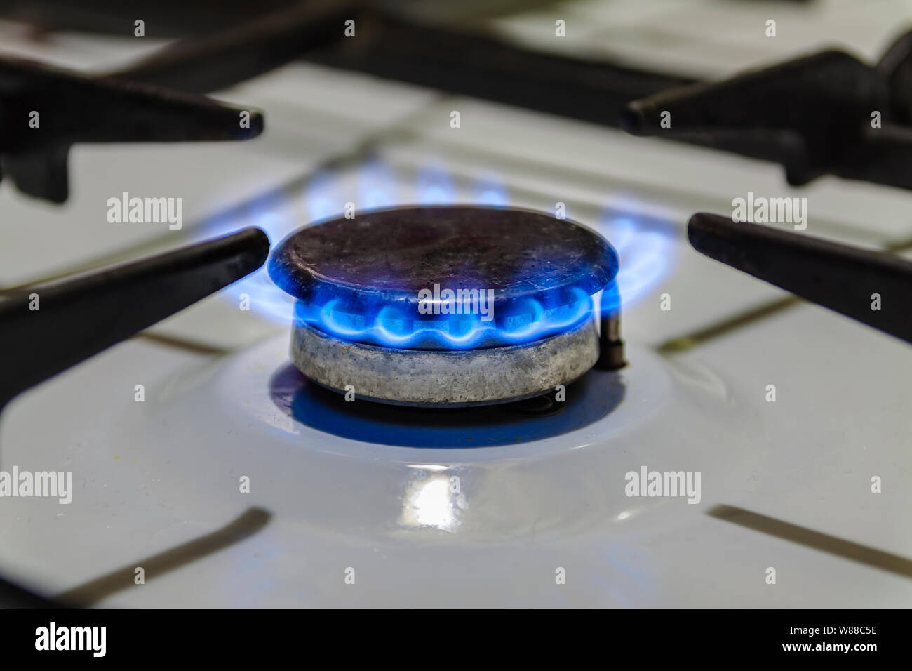 Burning gas in a gas burner Stock Photo - Alamy