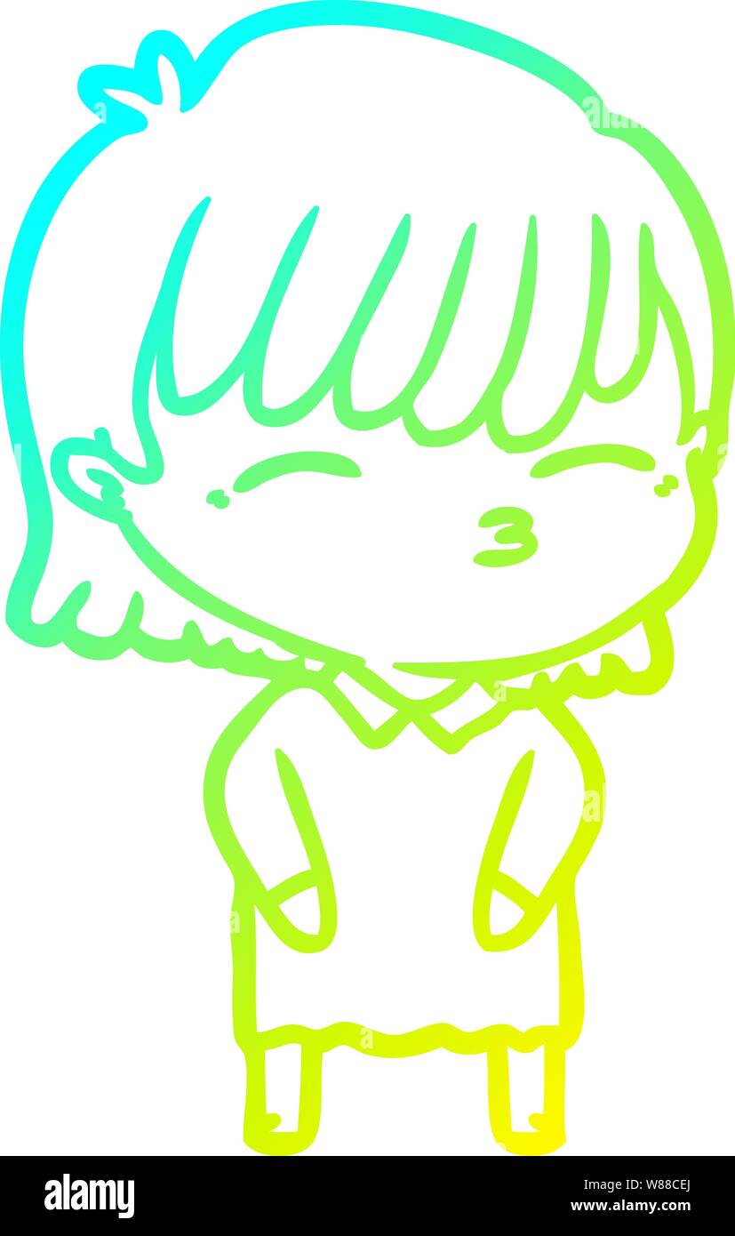 cold gradient line drawing of a cartoon woman Stock Vector Image & Art ...