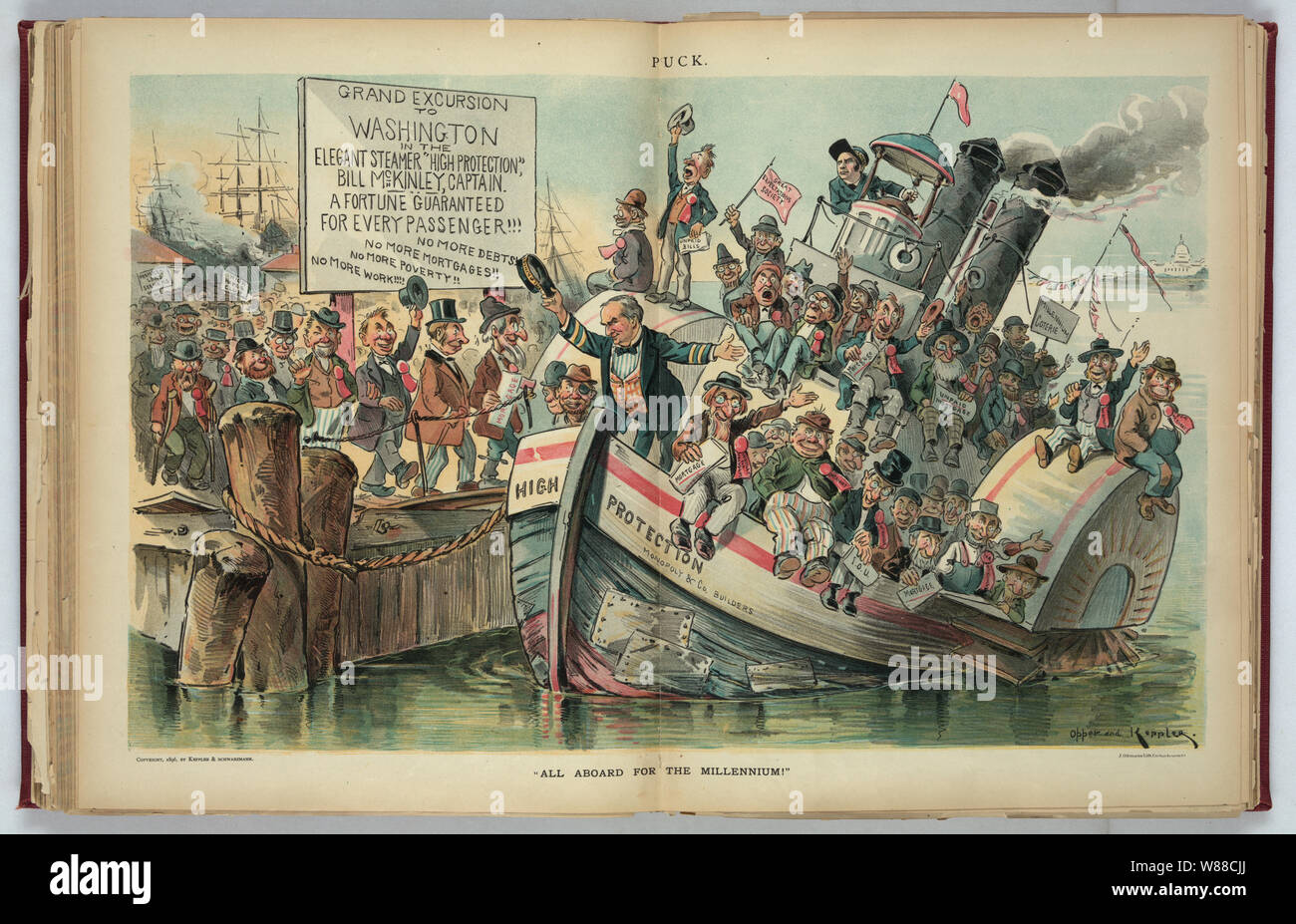 All aboard for the millennium! / Opper and Keppler Stock Photo - Alamy