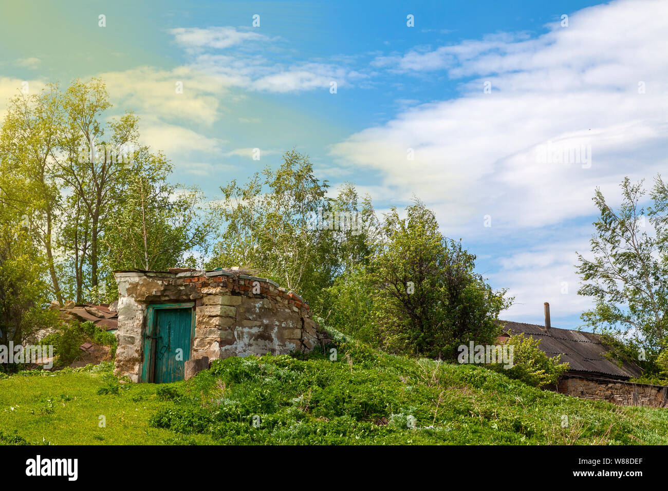 In the village on the nature a very old basement Stock Photo - Alamy