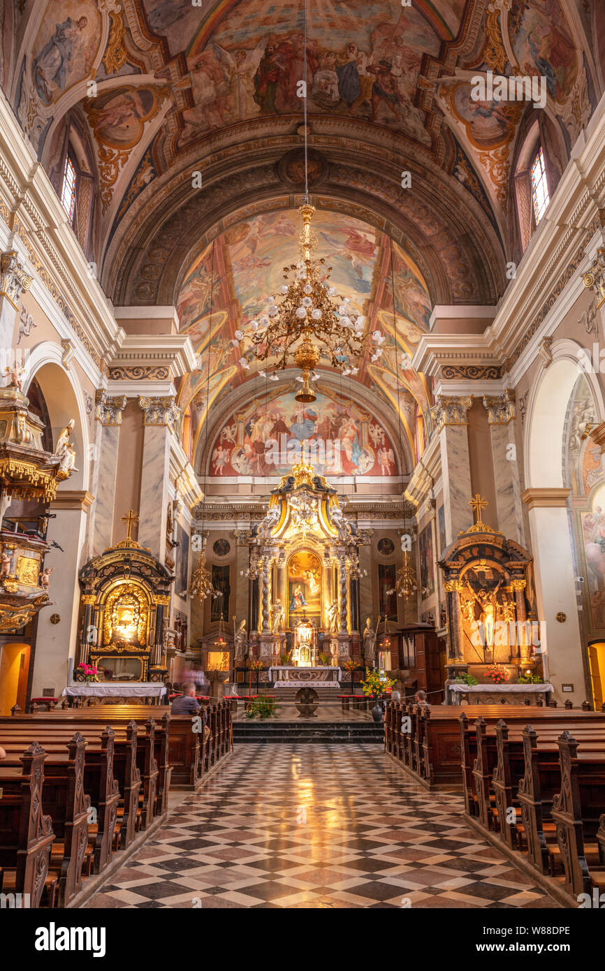interior of The Franciscan Church of the Annunciation with an ornate ...