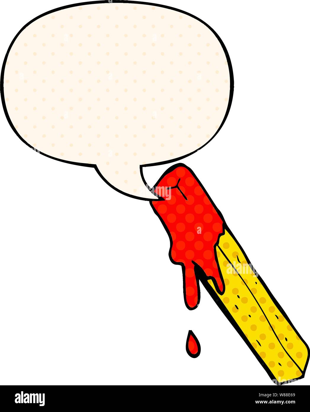 cartoon dipped fry with speech bubble in comic book style Stock Vector ...