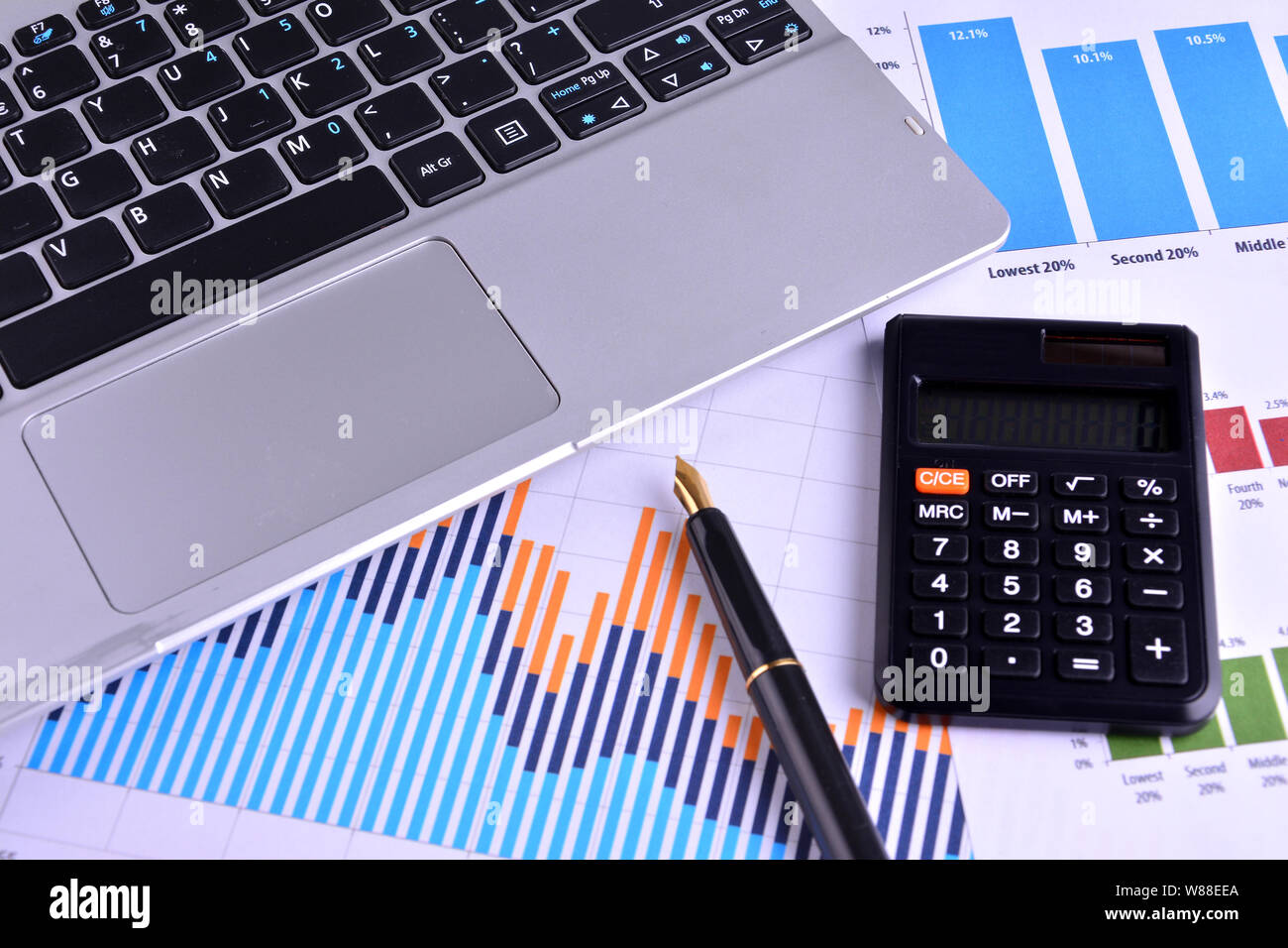 Graphs, charts, business table. The workplace of business people Stock ...