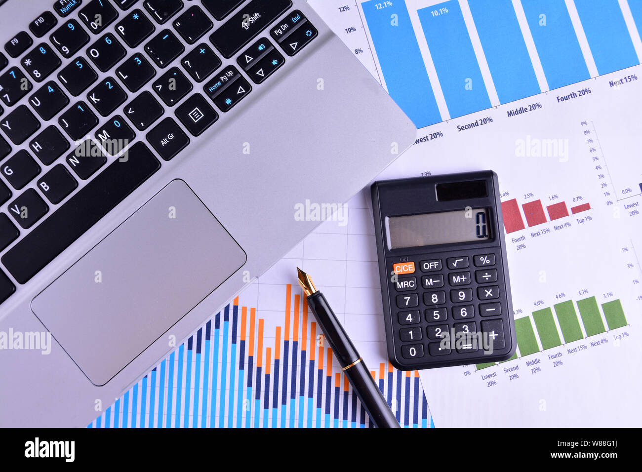 Graphs, charts, business table. The workplace of business people Stock ...