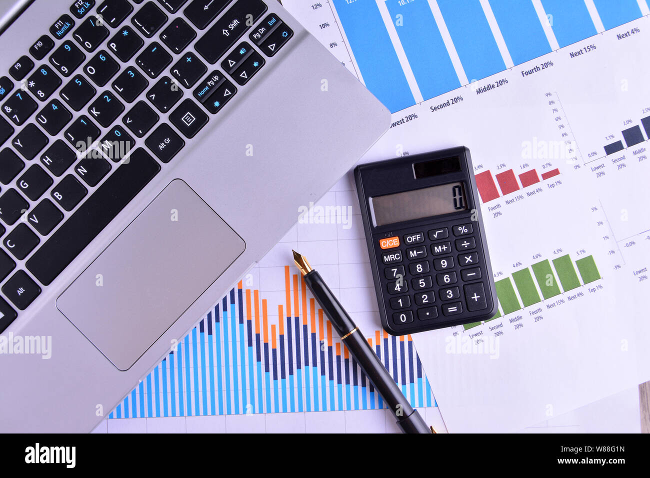 Graphs, charts, business table. The workplace of business people Stock ...