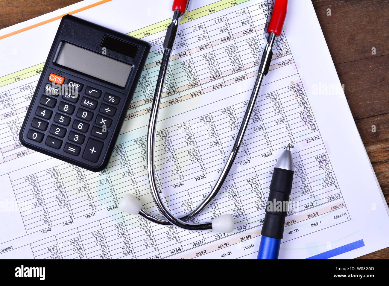 Health care costs. Stethoscope and calculator symbol for health care ...