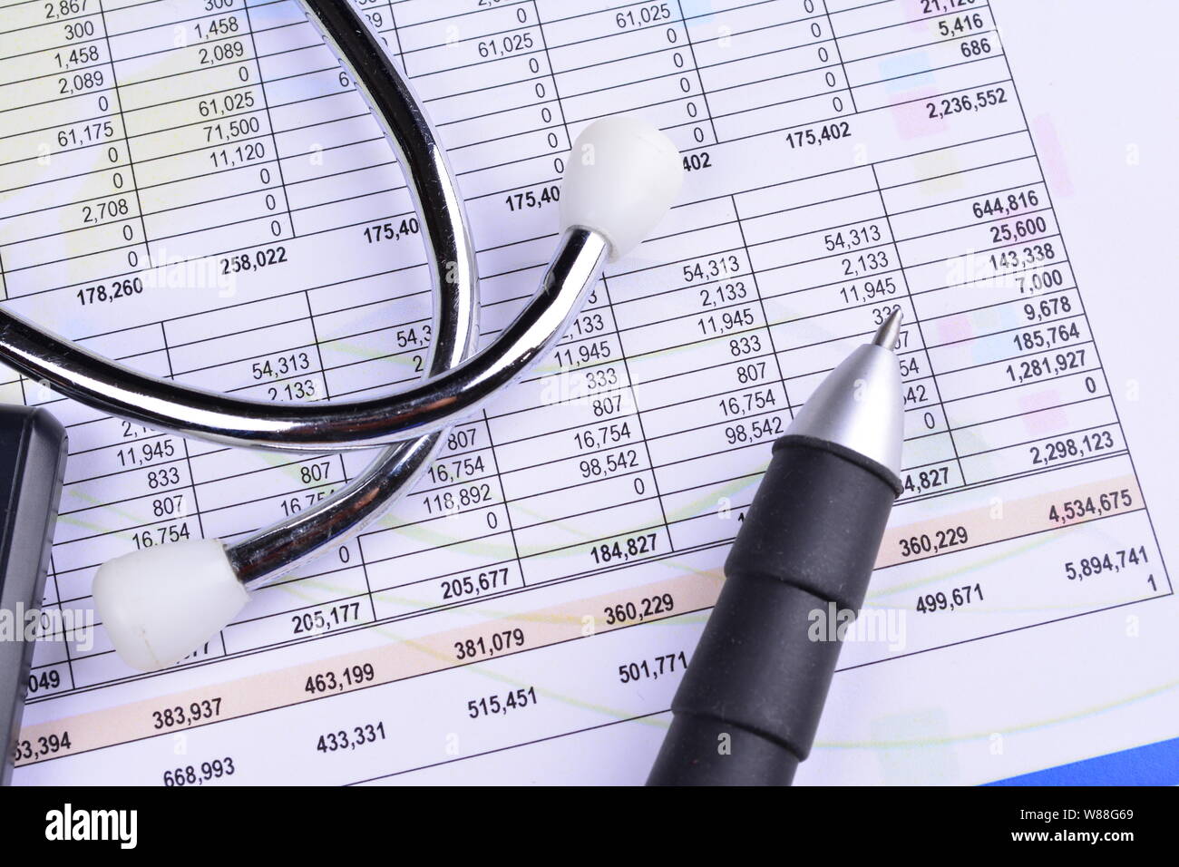Health care costs. Stethoscope and calculator symbol for health care ...