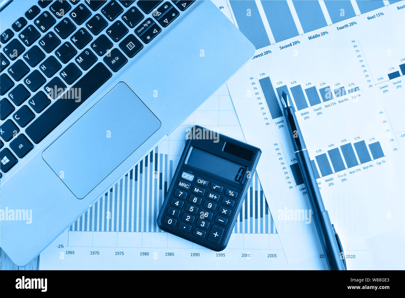 Graphs, charts, business table. The workplace of business people Stock ...