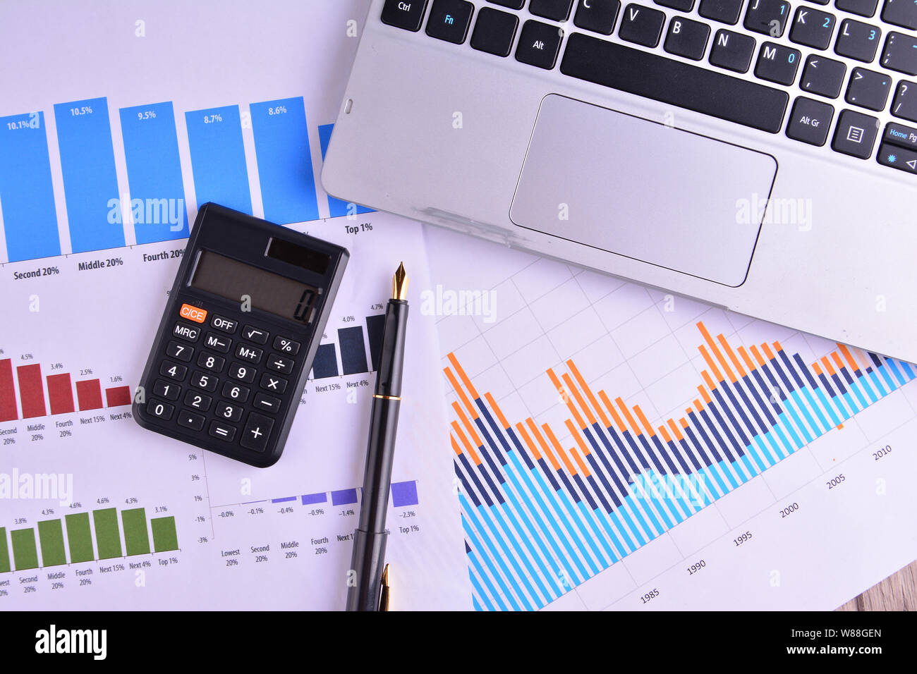 Graphs, charts, business table. The workplace of business people Stock ...
