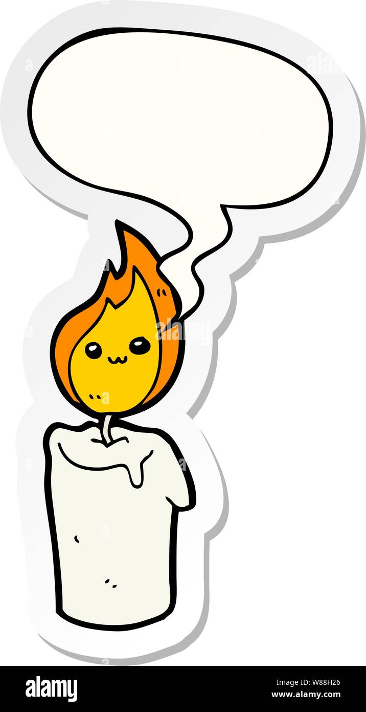 cartoon candle character with speech bubble sticker Stock Vector Image ...