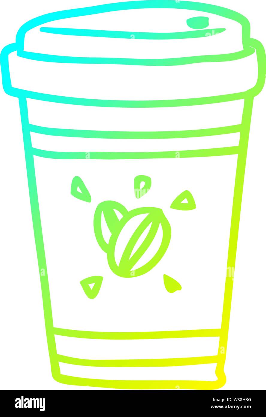 cold gradient line drawing of a cup of takeout coffee Stock Vector ...