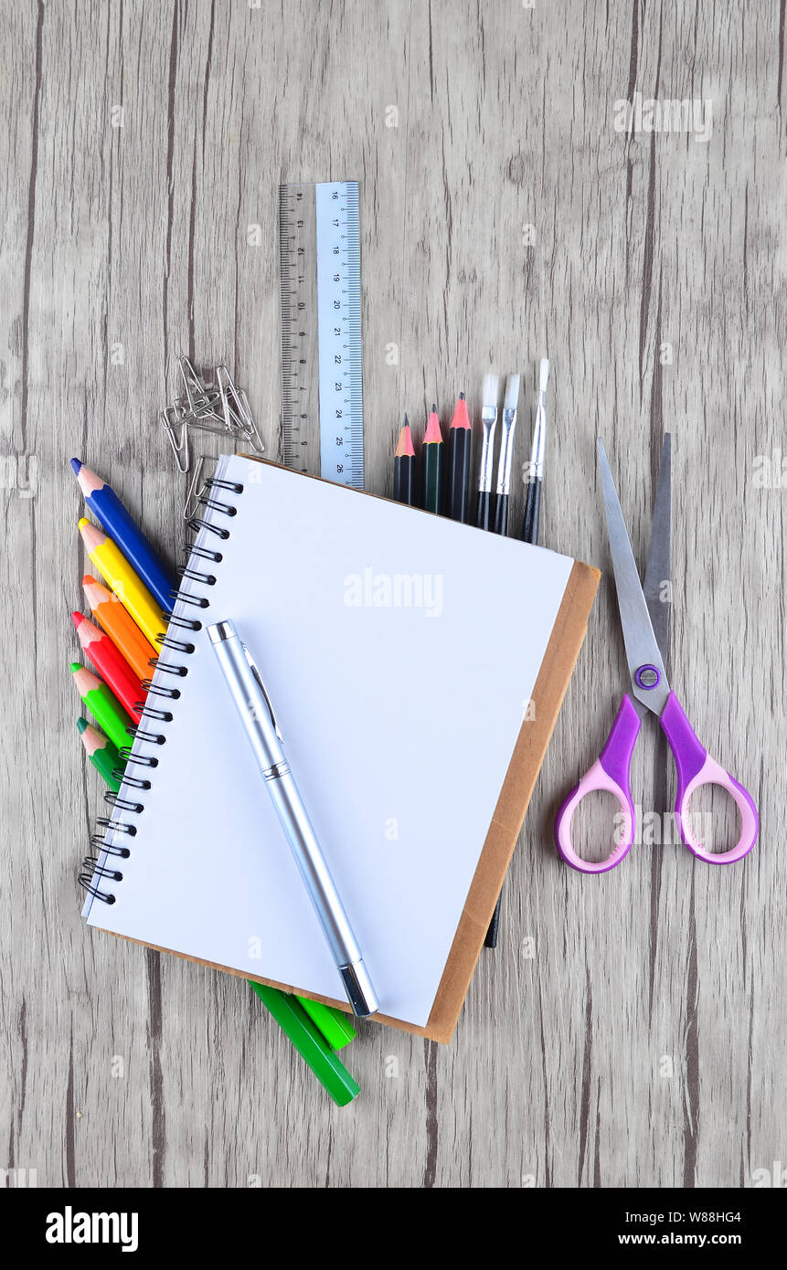 Photo of office and student gear over white background - Back to school ...