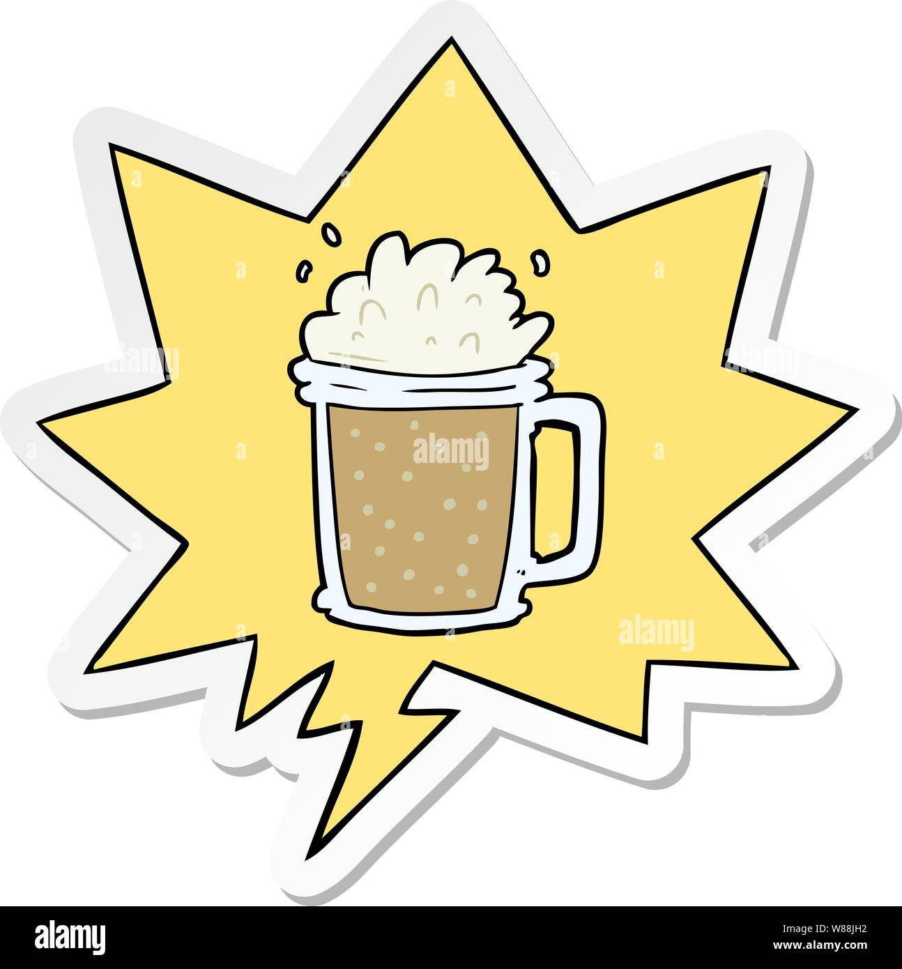 cartoon pint of ale with speech bubble sticker Stock Vector Image & Art ...