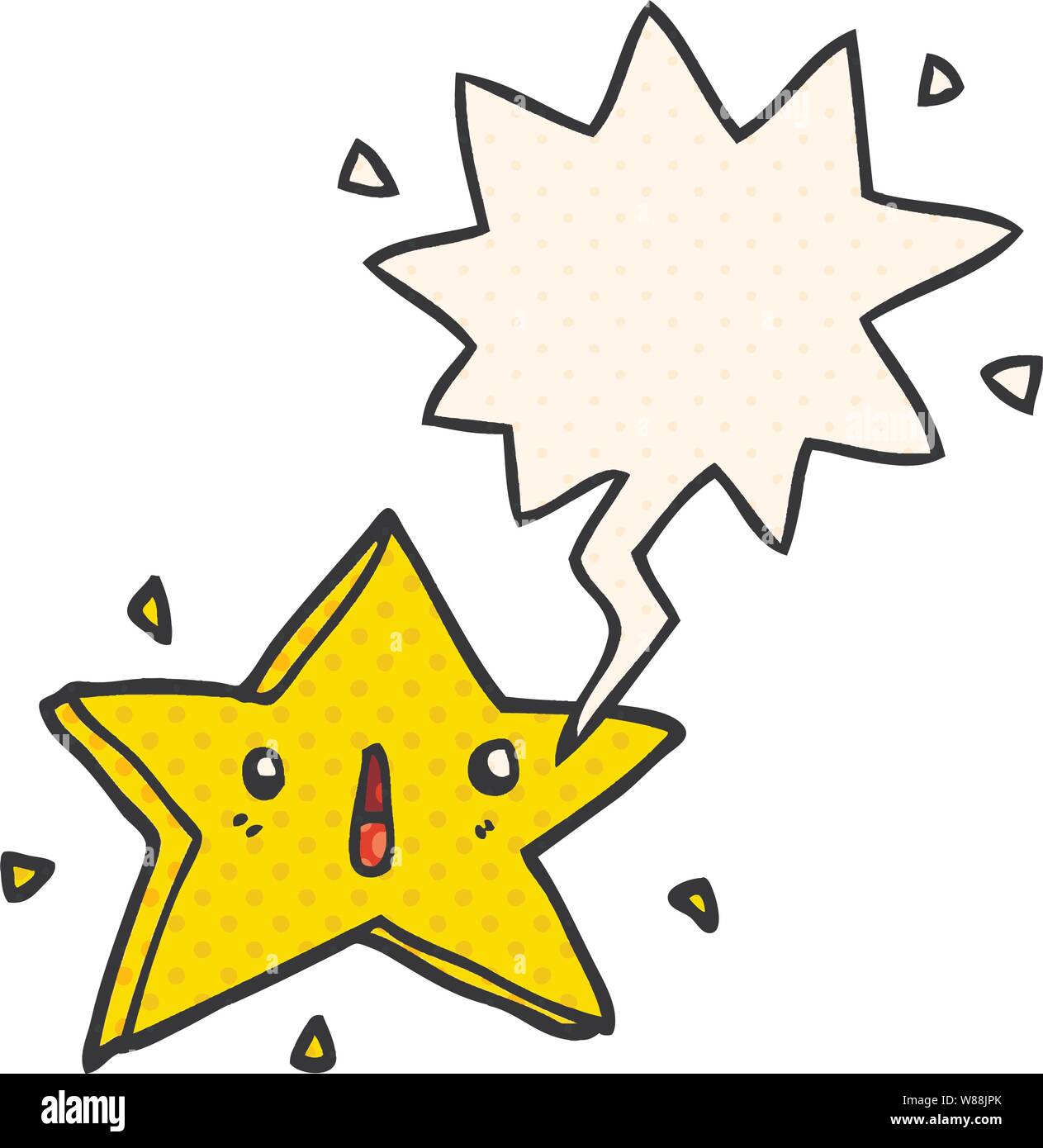 cute cartoon star with speech bubble in comic book style Stock Vector ...