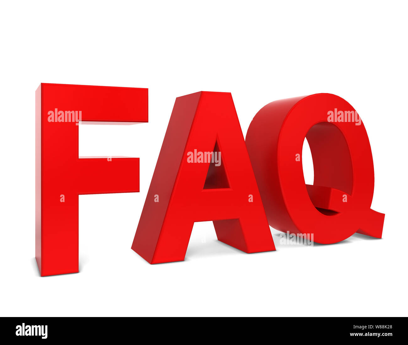 Faq text. 3d illustration isolated on white background Stock Photo - Alamy