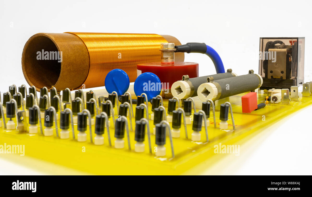 Large high-voltage electrical board with radio elements Stock Photo - Alamy