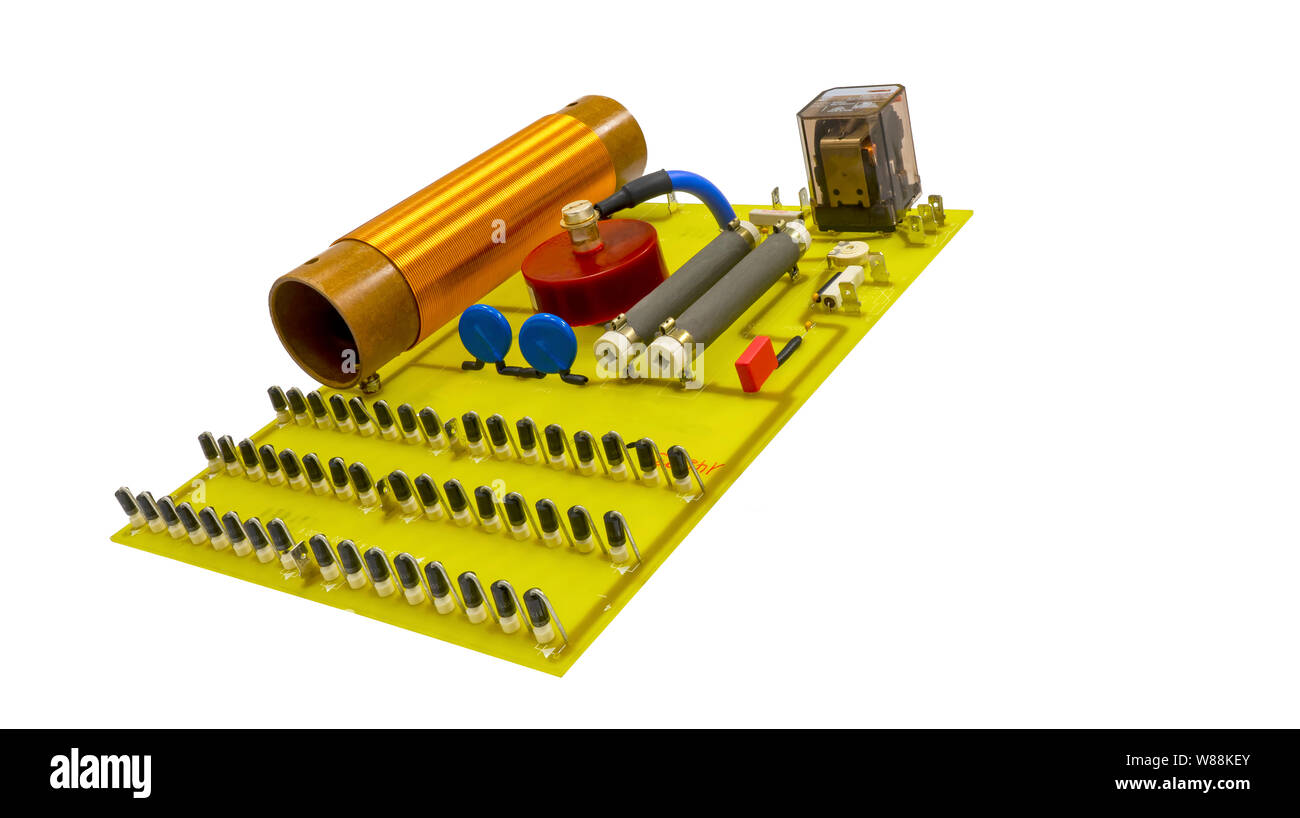 Large high-voltage electrical board with radio elements Stock Photo - Alamy