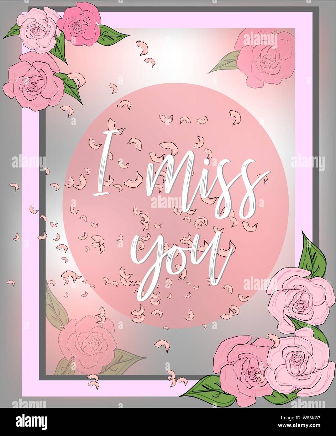 Beautiful background with roses and inscription I miss you Stock Vector ...