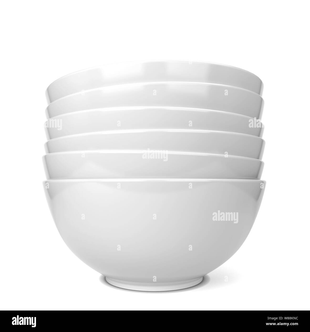 Bowls stack. 3d illustration isolated on white background Stock Photo ...