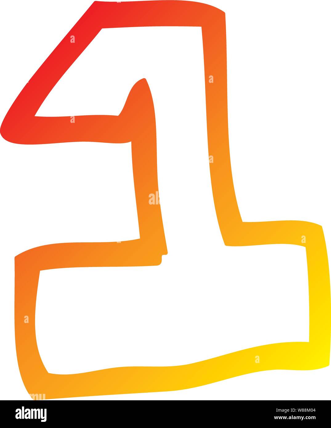 warm gradient line drawing of a cartoon number 1 Stock Vector Image ...