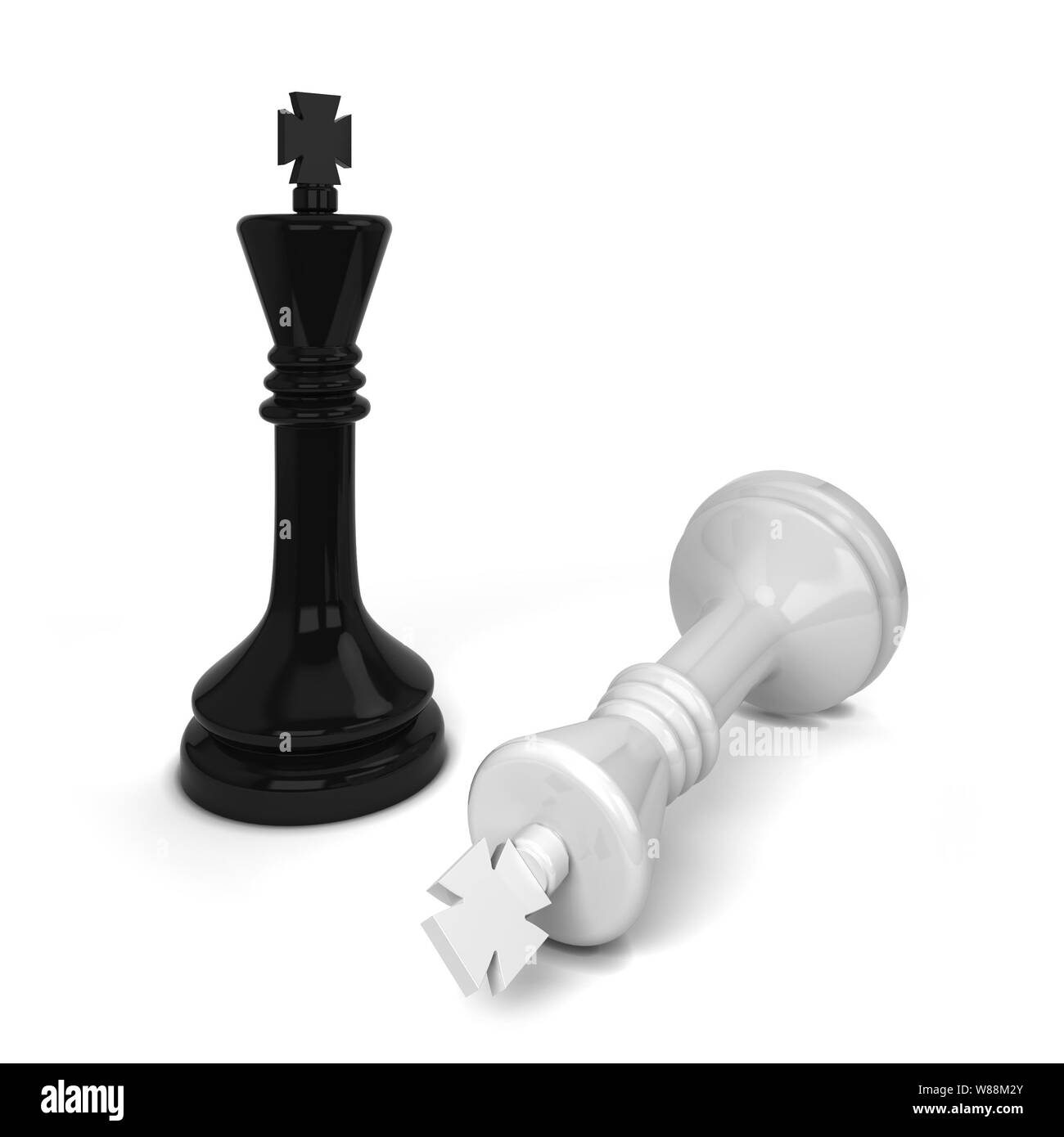 Chess king defeated. 3d illustration isolated on white background Stock ...