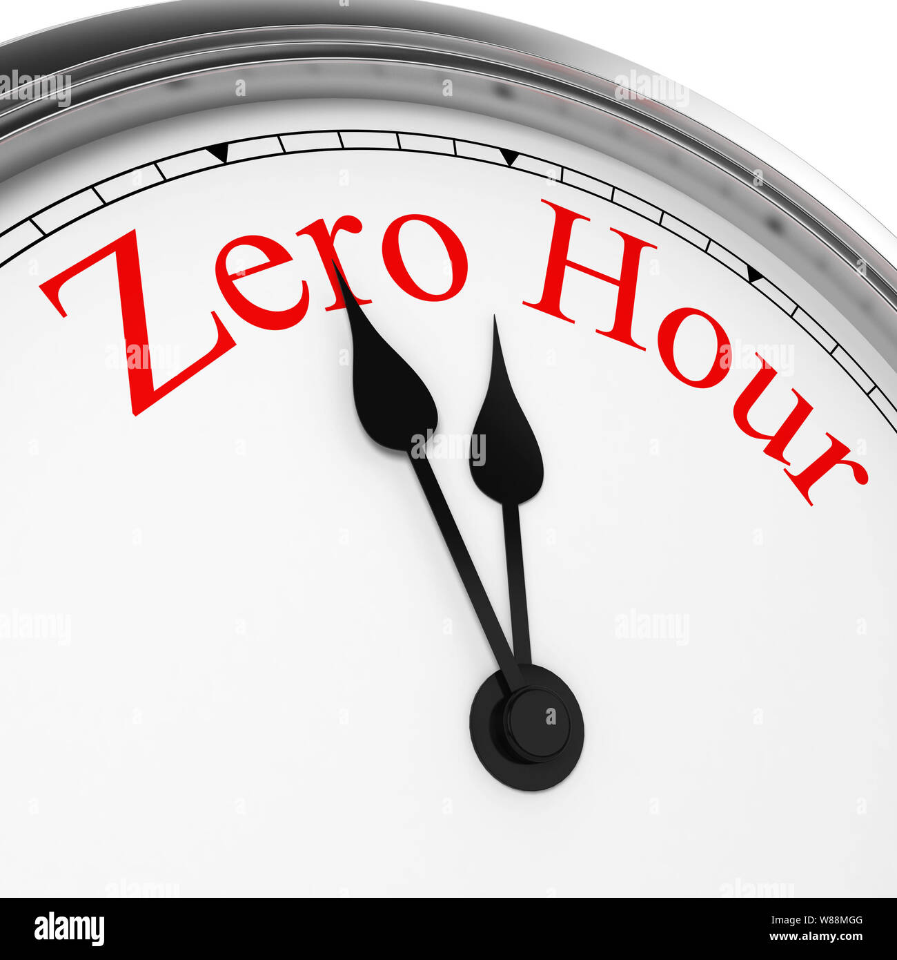 Zero hour on a clock. 3d illustration isolated on white background ...