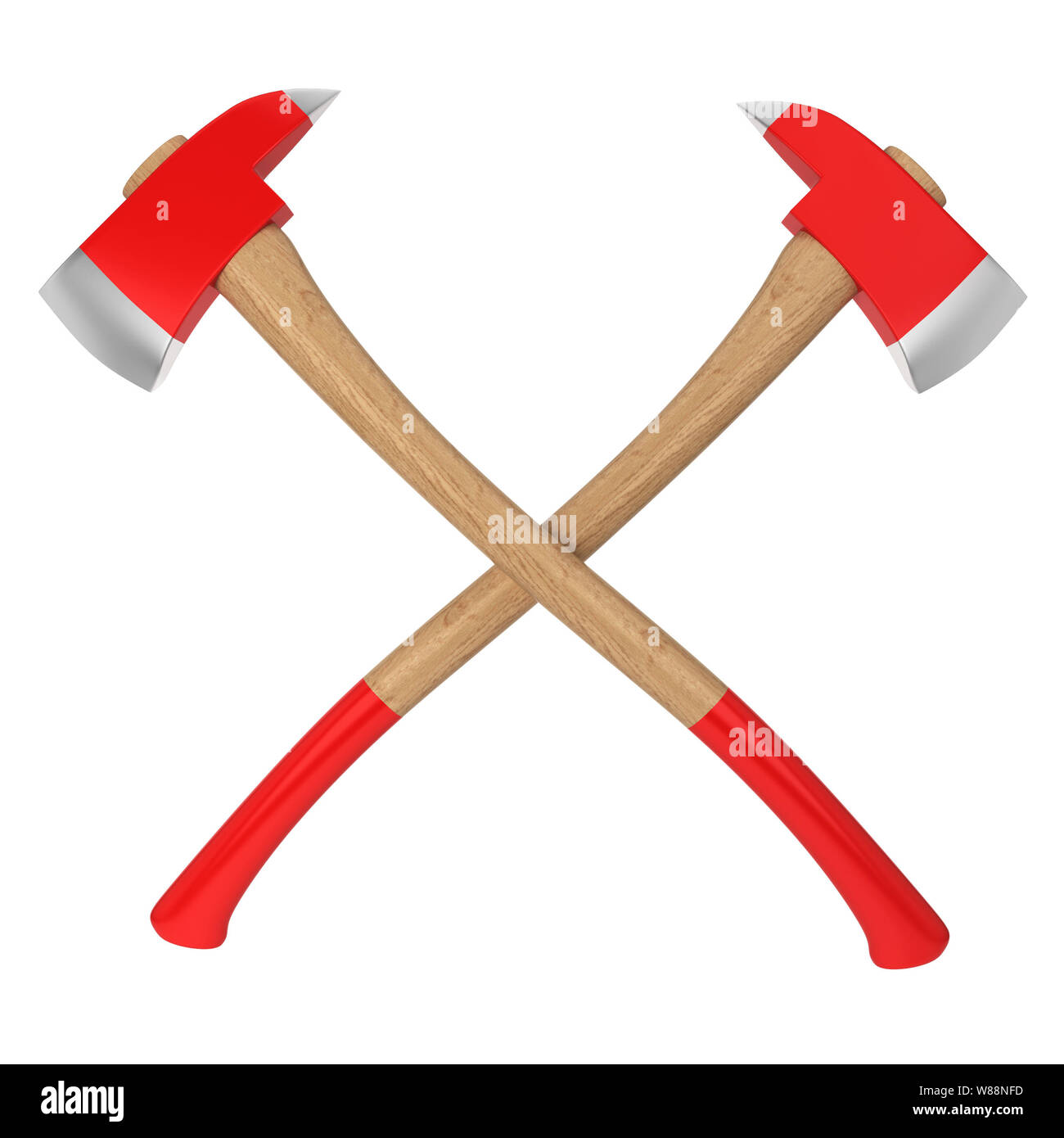Firefighter axes. 3d illustration isolated on white background Stock ...