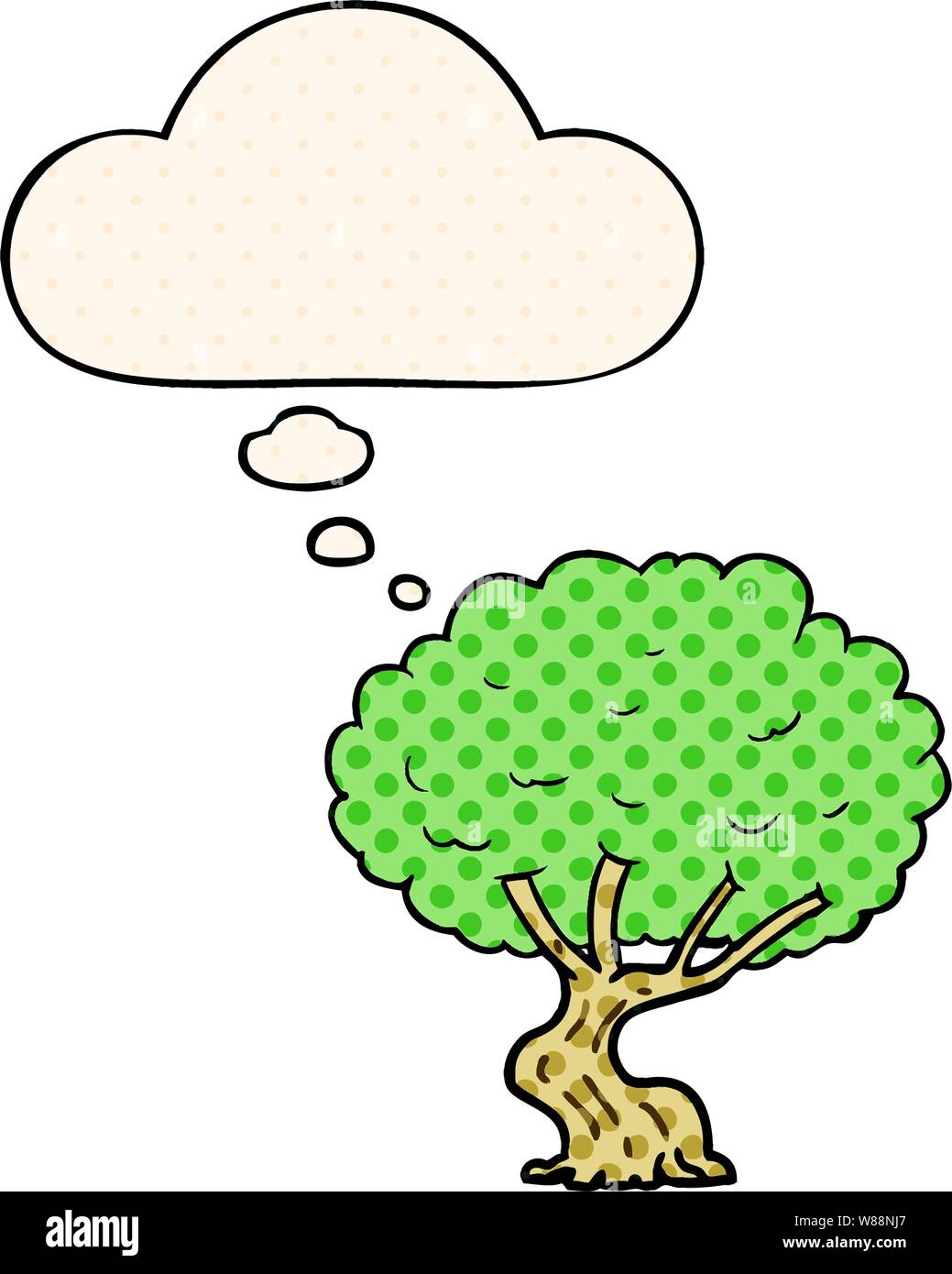 cartoon tree with thought bubble in comic book style Stock Vector Image ...