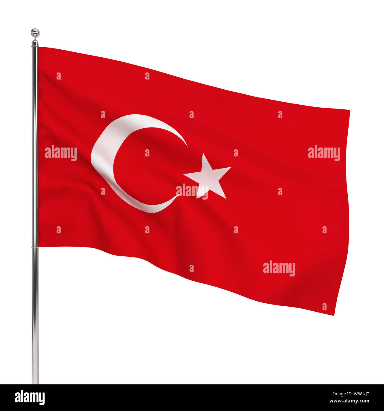 Flag of Turkey. 3d illustration isolated on white background Stock ...